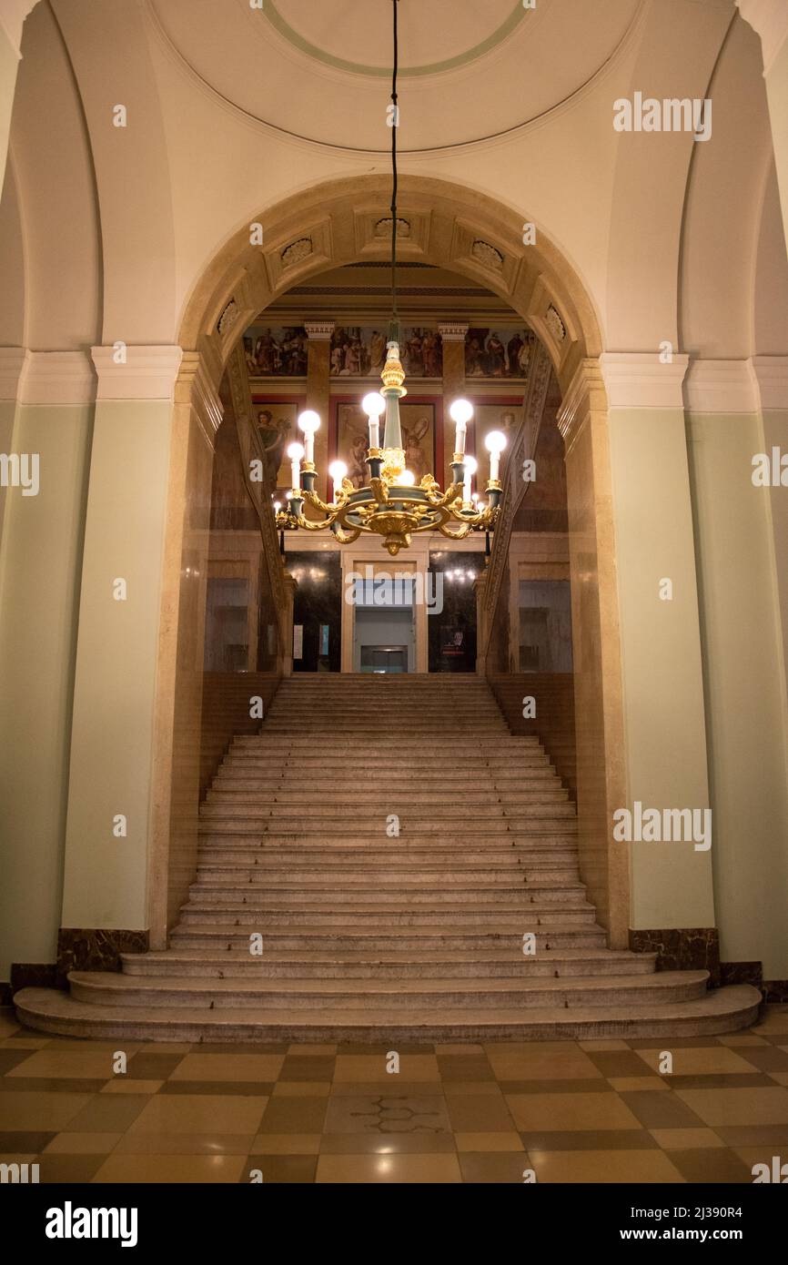 Neoclassical staircase in the Hungarian National Museum, Budapest ...