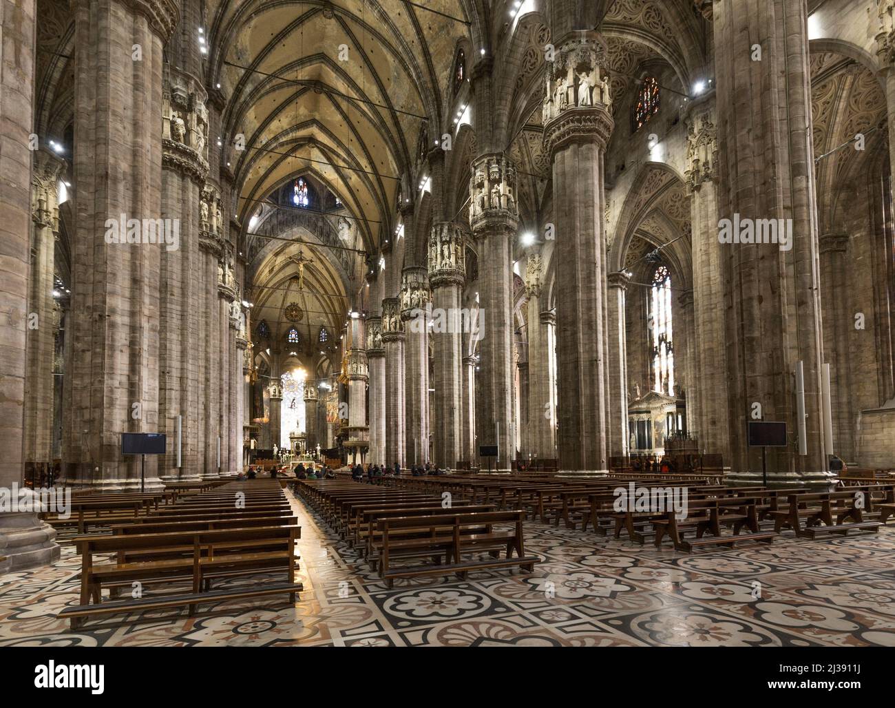 MILAN, ITALY - JAN 5, 2017: Interior of famous Milan Cathedral - Duomo ...