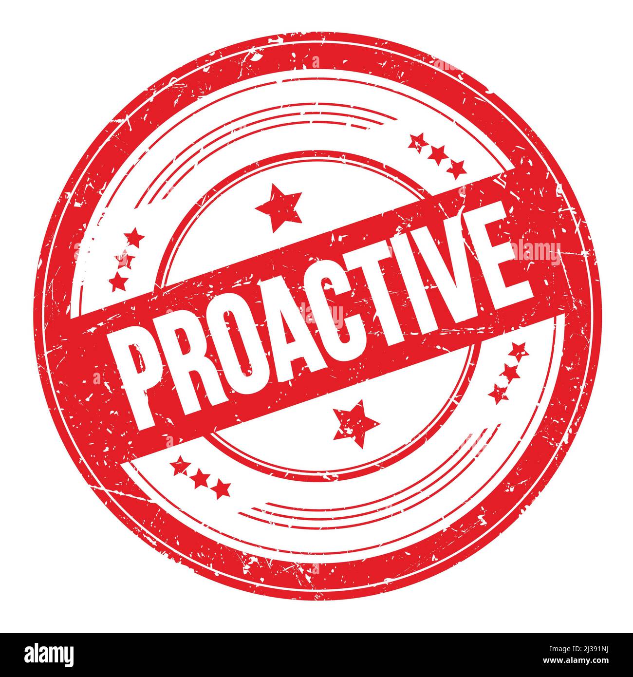 PROACTIVE text on red round grungy texture stamp Stock Photo - Alamy