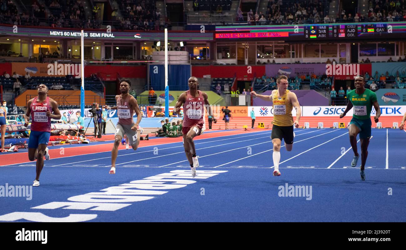Christian Coleman, Bolade Ajomale, Femi Ogunode, Aleksandar Askovic and ...