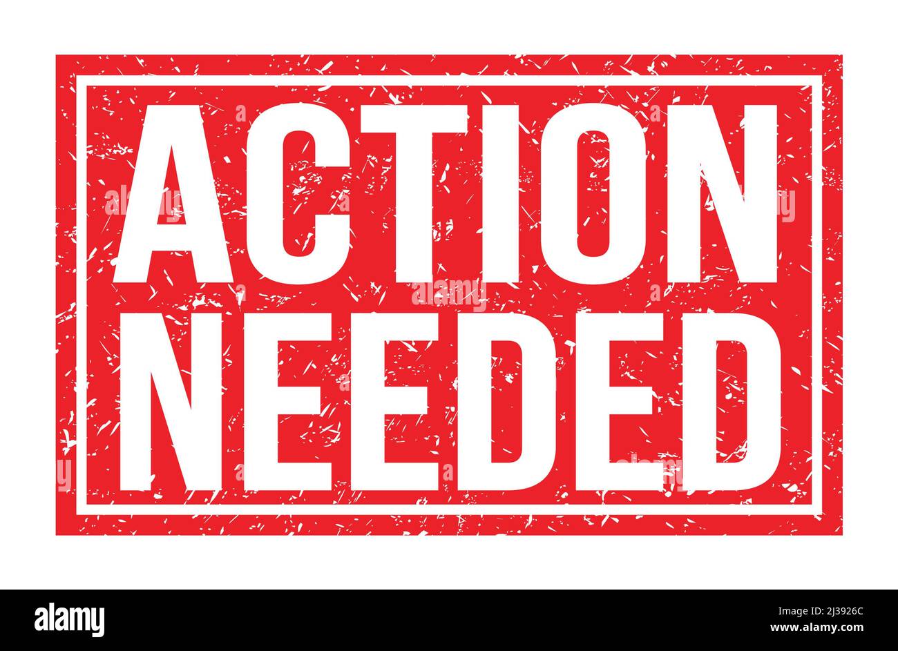 ACTION NEEDED, words written on red rectangle stamp sign Stock Photo ...