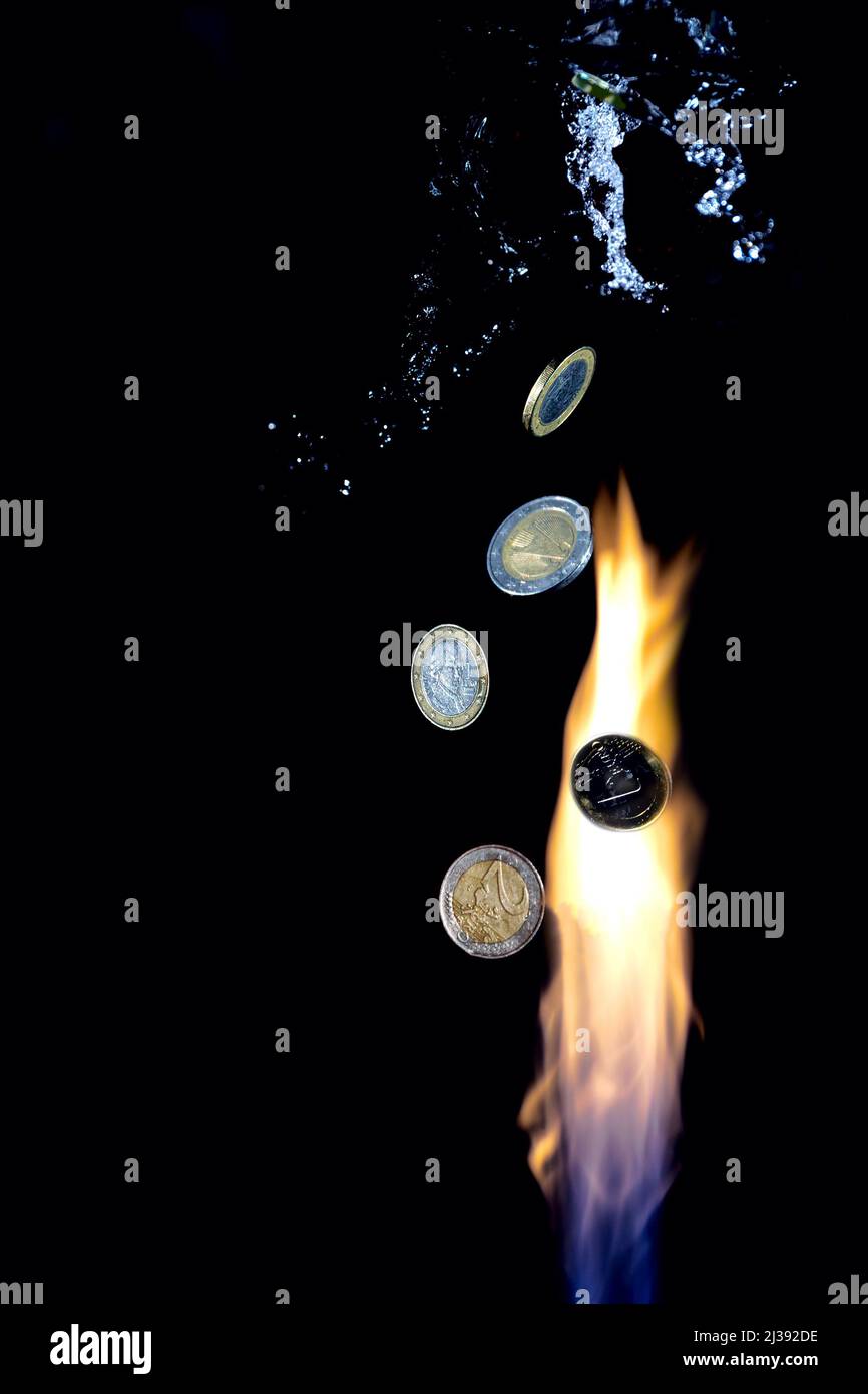 A gas flare devouring money. Gas money. Pillar of fire and levitating ...