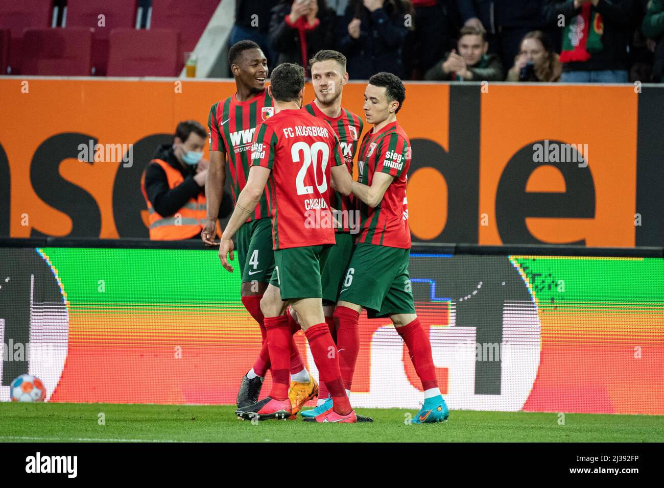 06 April 2022, Bavaria, Augsburg: Soccer: Bundesliga, FC Augsburg - FSV ...