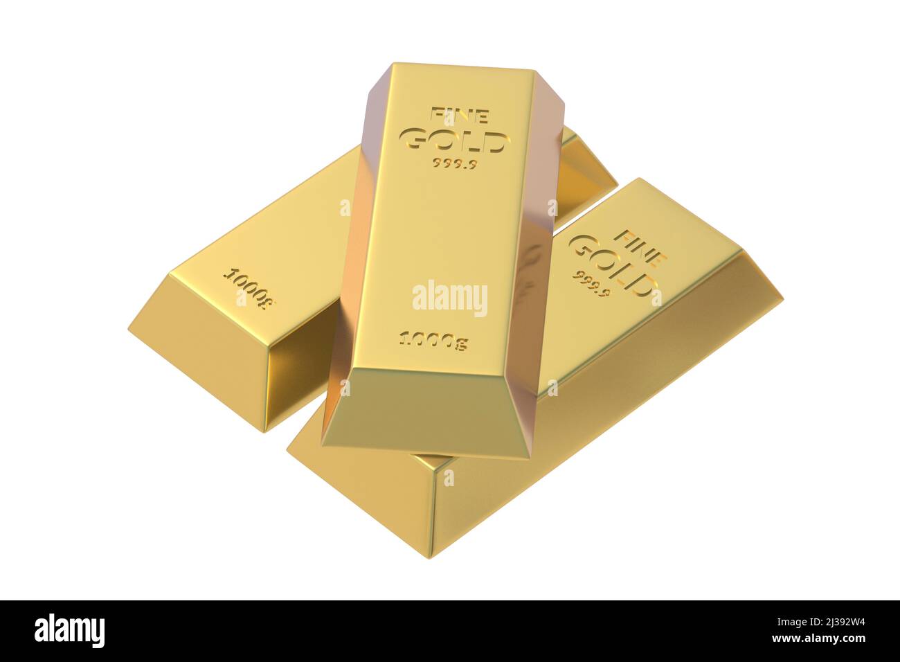 Gold bars isolated on white background. 3d render Stock Photo - Alamy