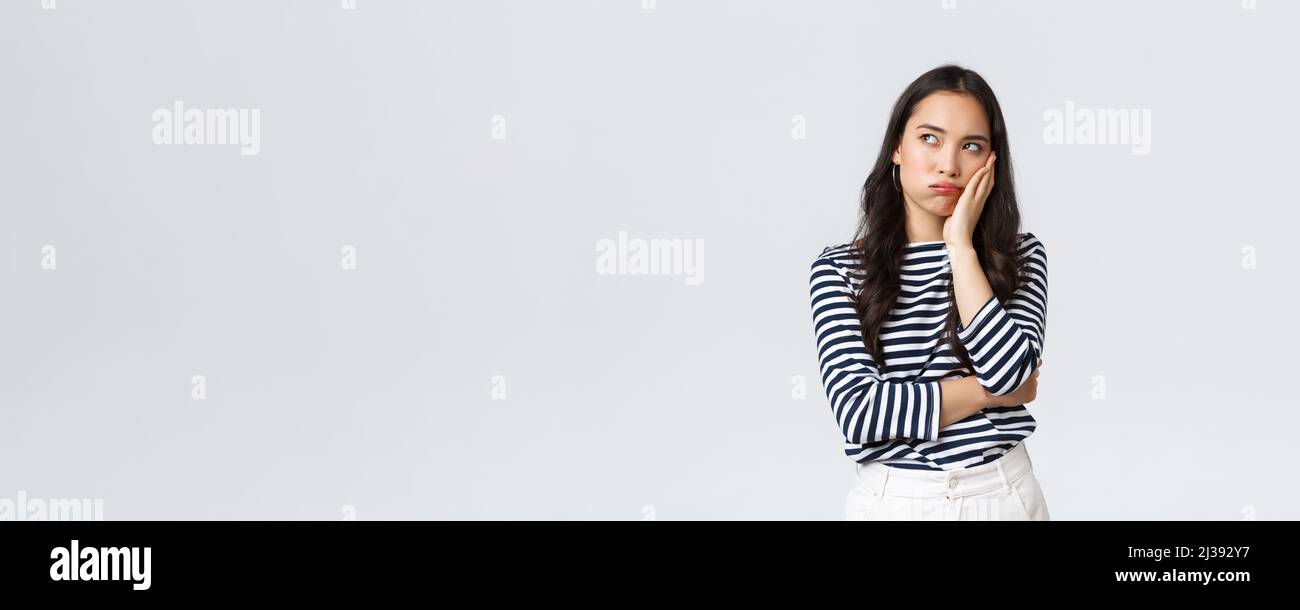 Lifestyle, people emotions and casual concept. Annoyed reluctant asian ...