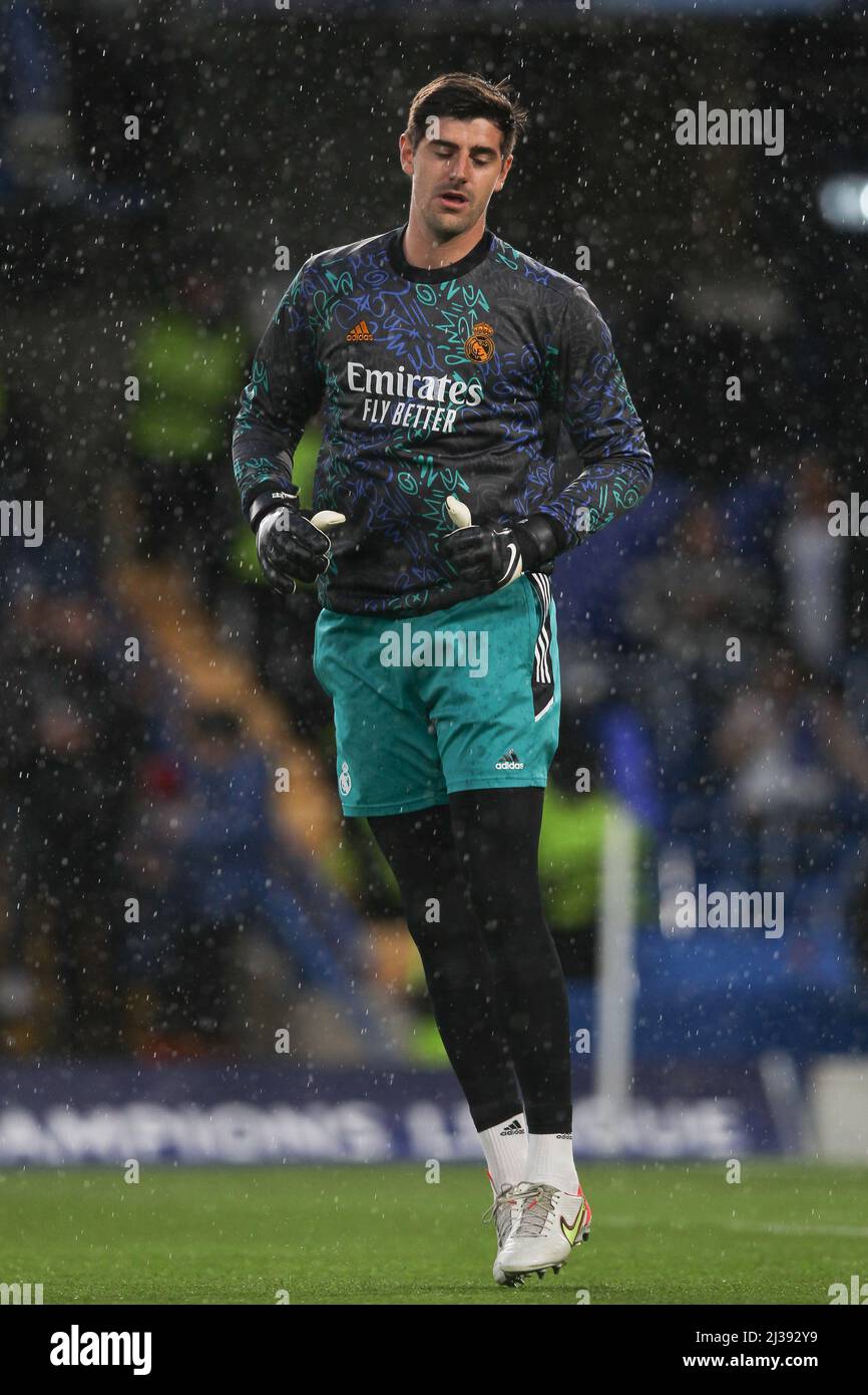 Chelsea goalkeeper thibaut courtois warms up uefa champions league hi ...