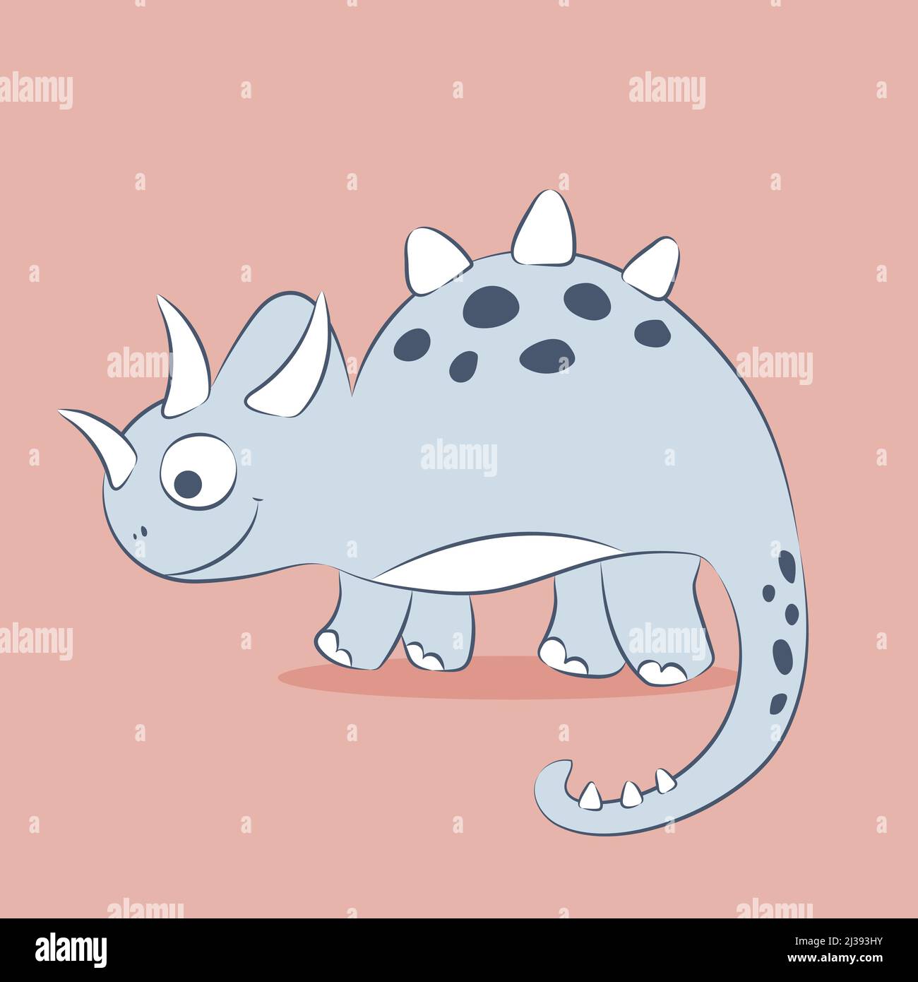 cartoon dinosaur, hand drawing colorful vector illustration for kids ...