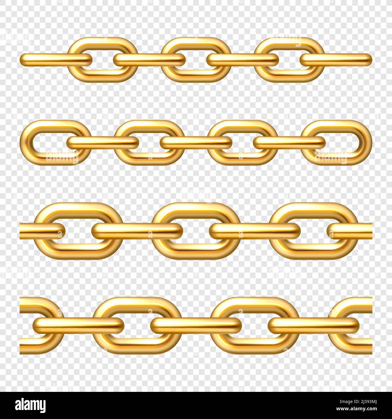 Realistic gold plated metal chain with golden links on checkered ...