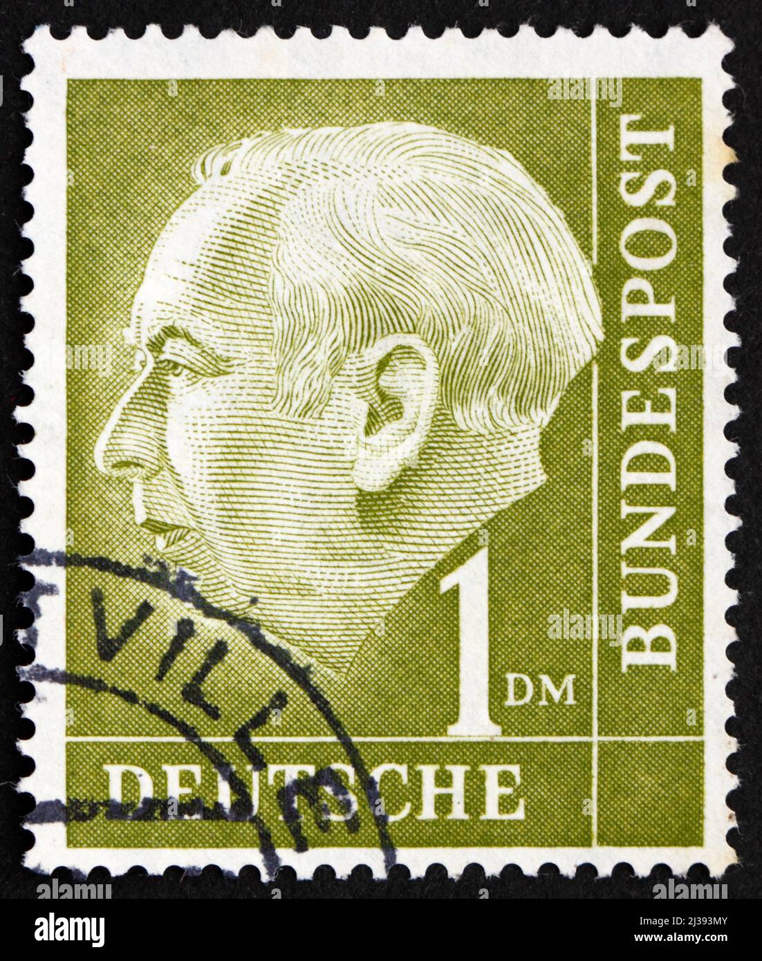 GERMANY - CIRCA 1954: a stamp printed in the Germany shows Theodor ...