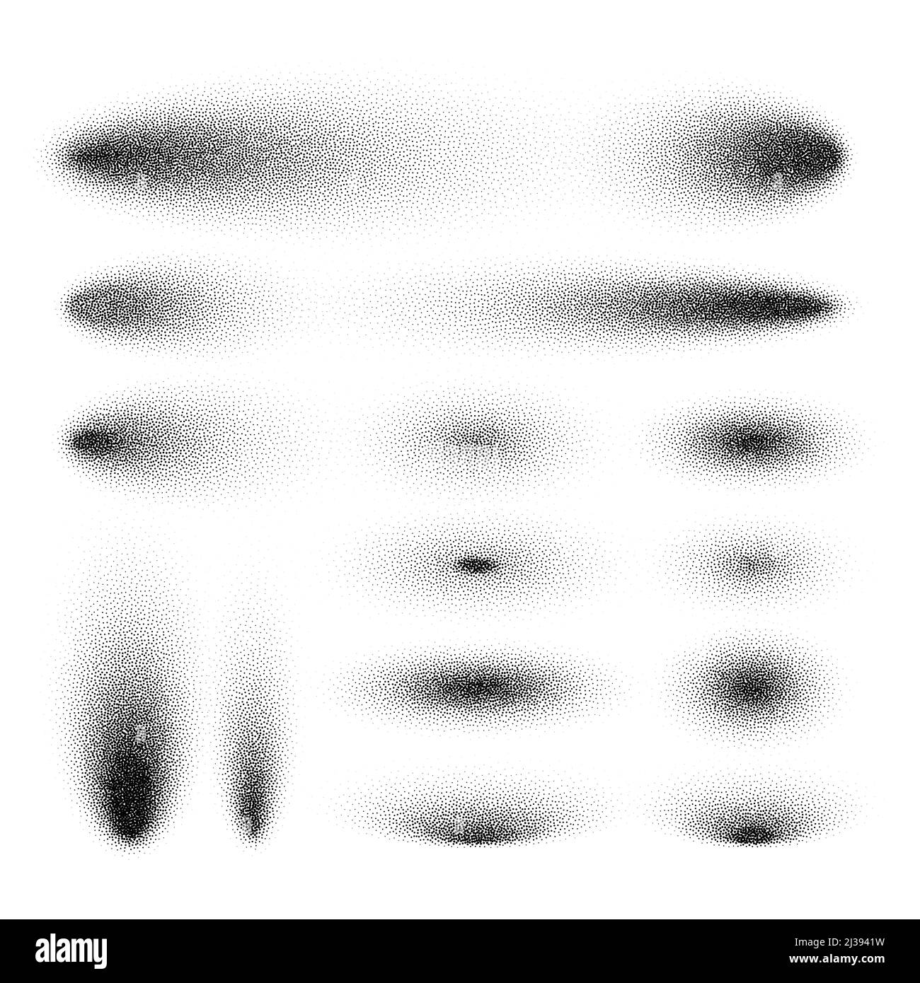 Stipple shadows set, dotted design elements. Fading gradient. Stippling ...