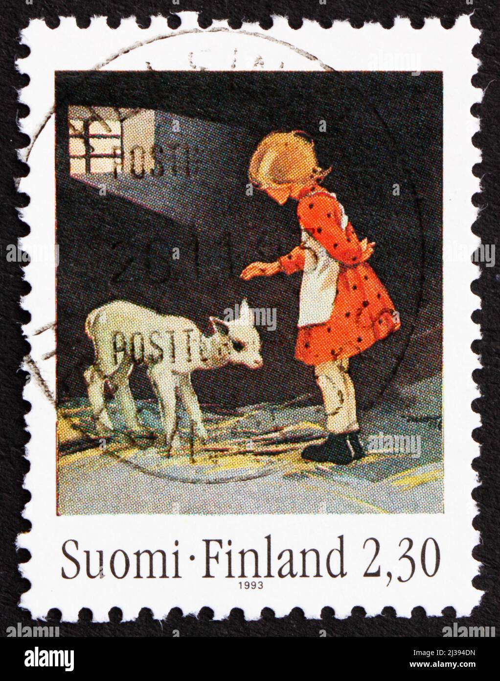 FINLAND - CIRCA 1993: a stamp printed in the Finland shows Girl with ...