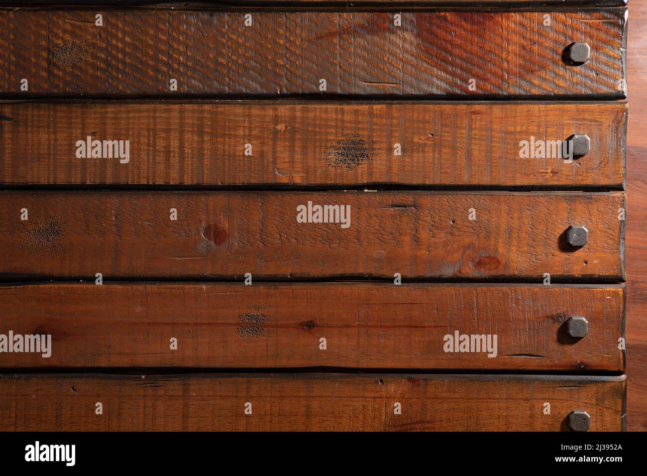 Rough old wood plank table top background top down view Stock Photo - Alamy
