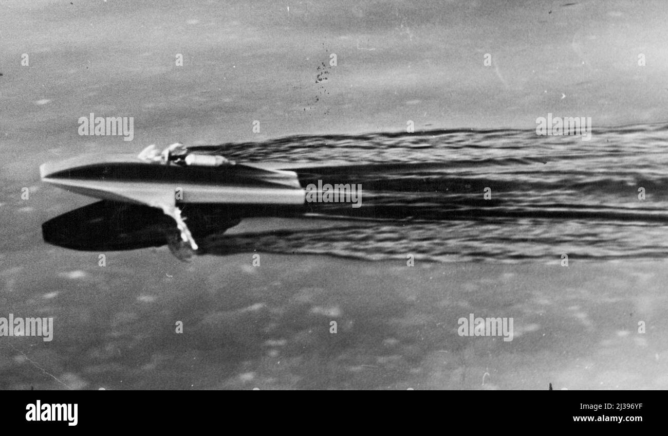 He built a model rocket-boat to test. December 15, 1954 Stock Photo - Alamy