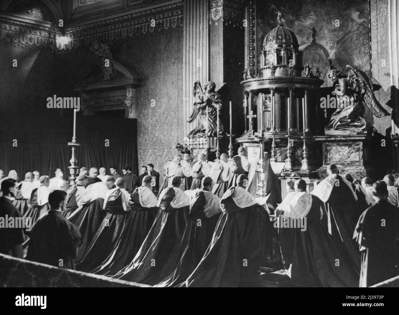 New Cardinals Take Oath Of Fealty - Kneeling before the altar in the ...