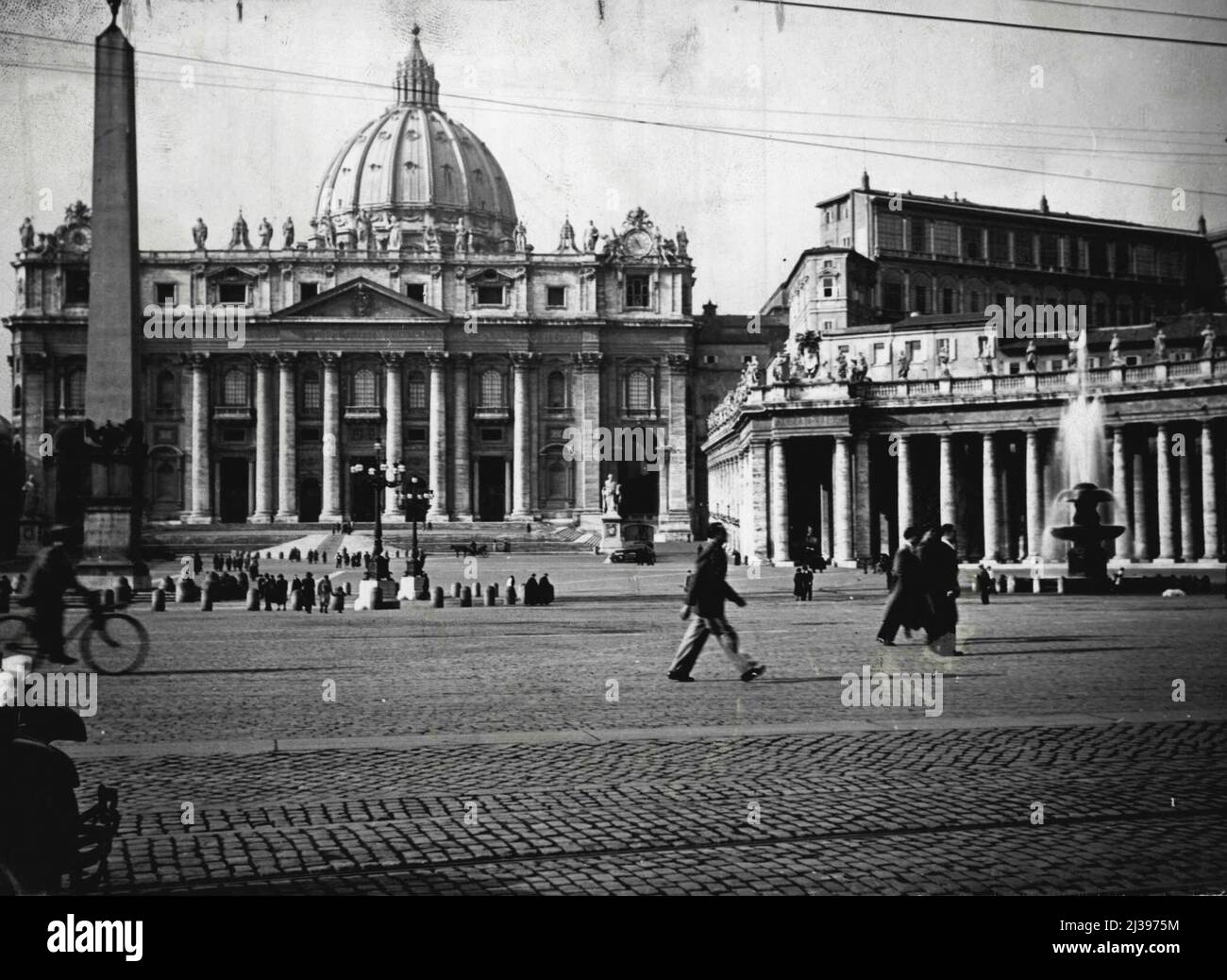 St. Peter's Cathedral & Square - Vatican Rome. April 28, 1938 Stock ...