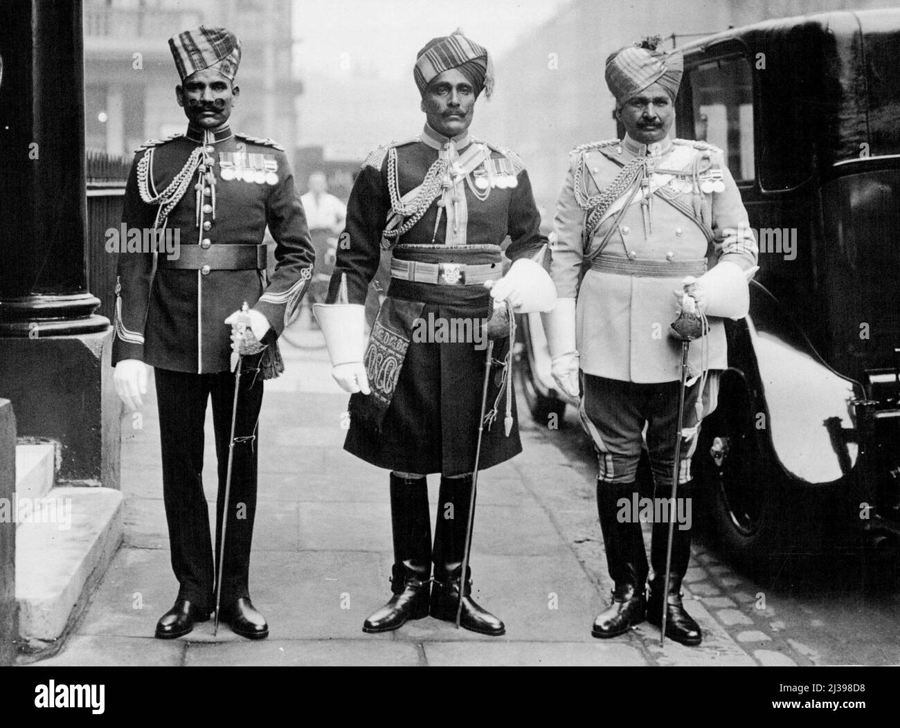King's Indian Orderly Officers. L to R. Subadar Major Badan Singh ...