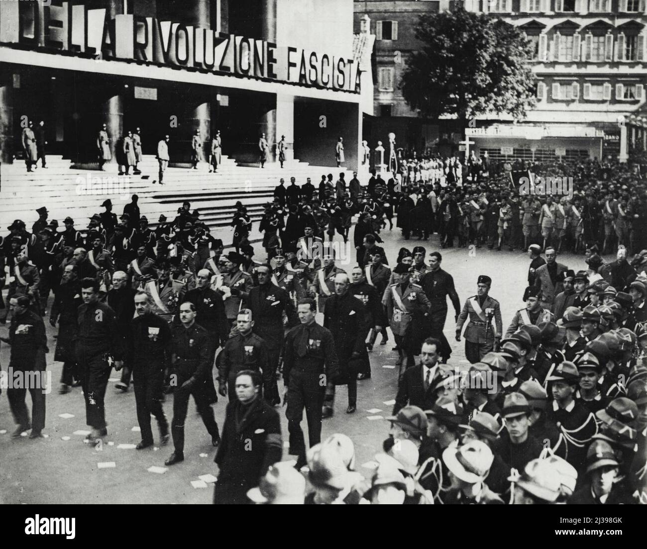 Great Fascist Demonstration in Rome: Fascist troops parading in the via ...