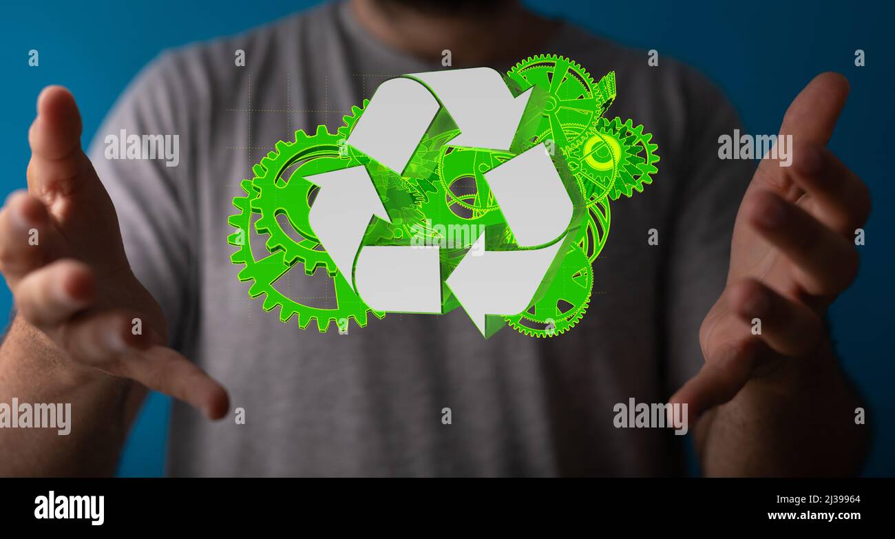 A 3D illustration of a Set of green gears and cogs Stock Photo - Alamy