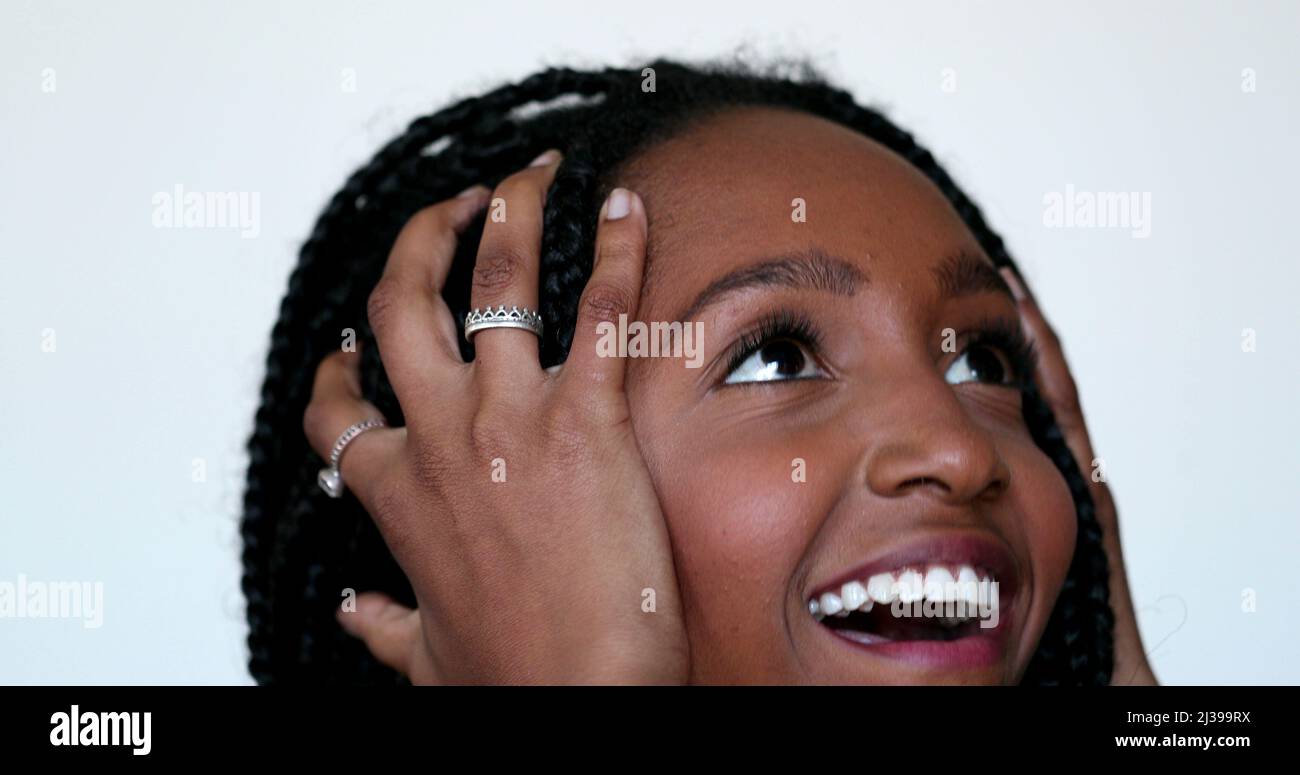 Angry Black teen girl yelling at camera. African woman screaming ...