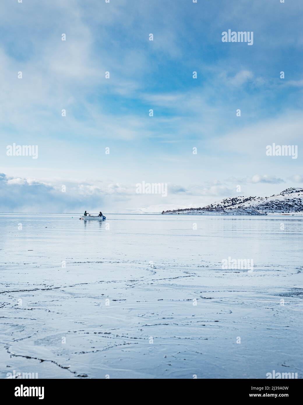 The frozen view of Lake Sevan Stock Photo - Alamy