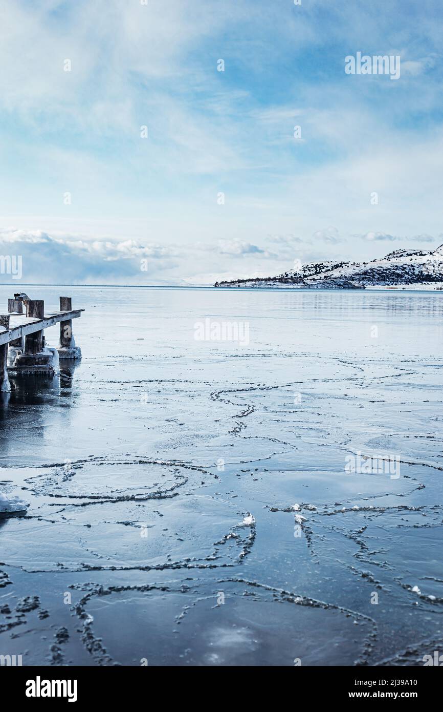 The frozen view of Lake Sevan Stock Photo - Alamy