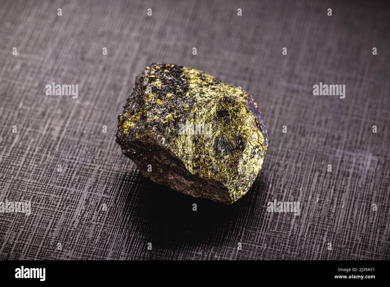 rock with trace of copper, mineral mined on isolated black background ...