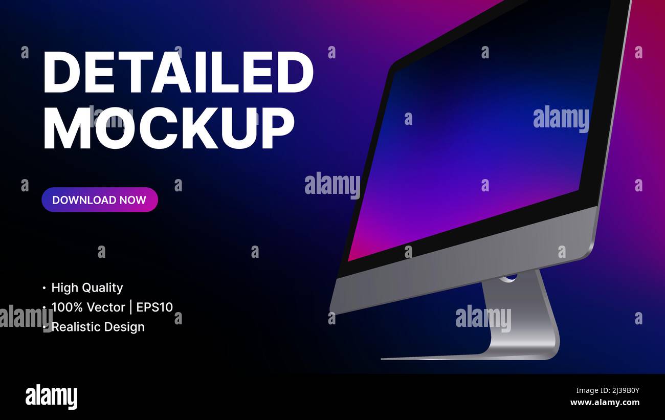 Detailed Computer Mockup. Realistic Device diagonal side View with ...