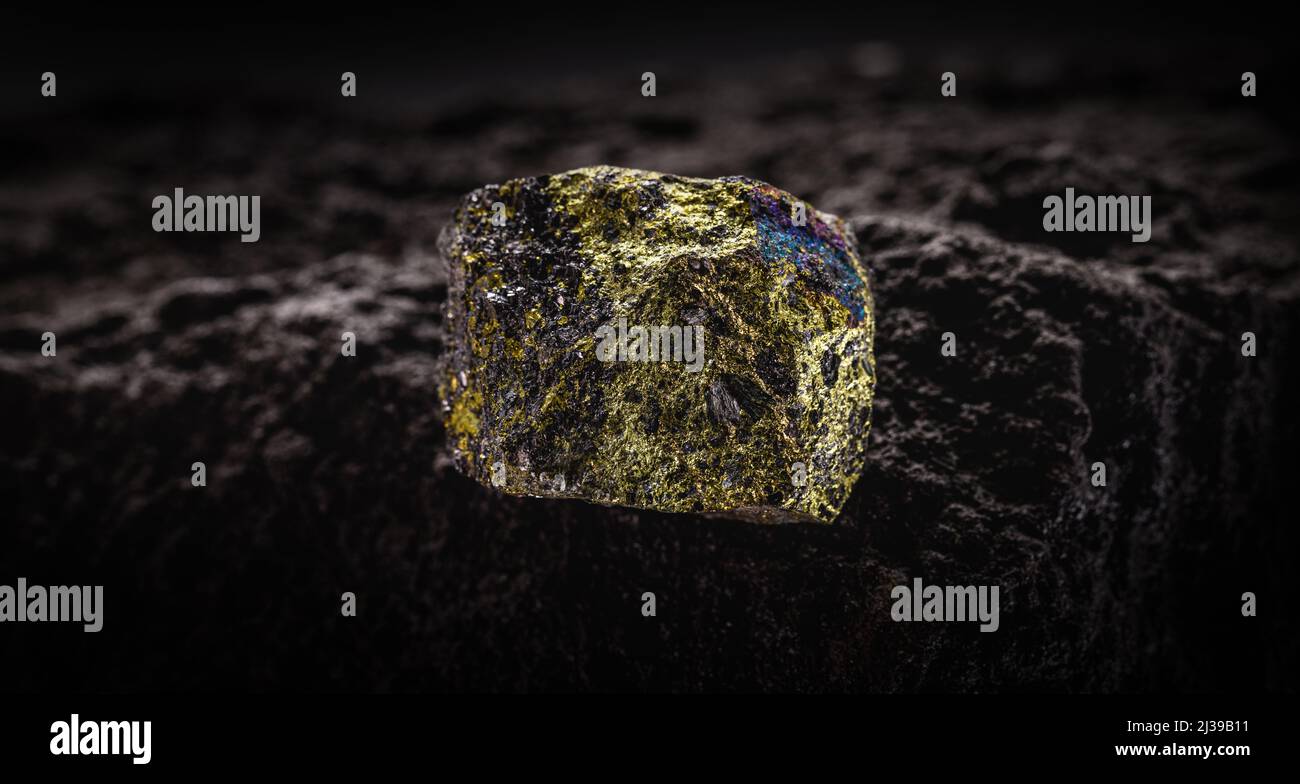 rock with traces of copper, copper mining through basaltic rock Stock ...