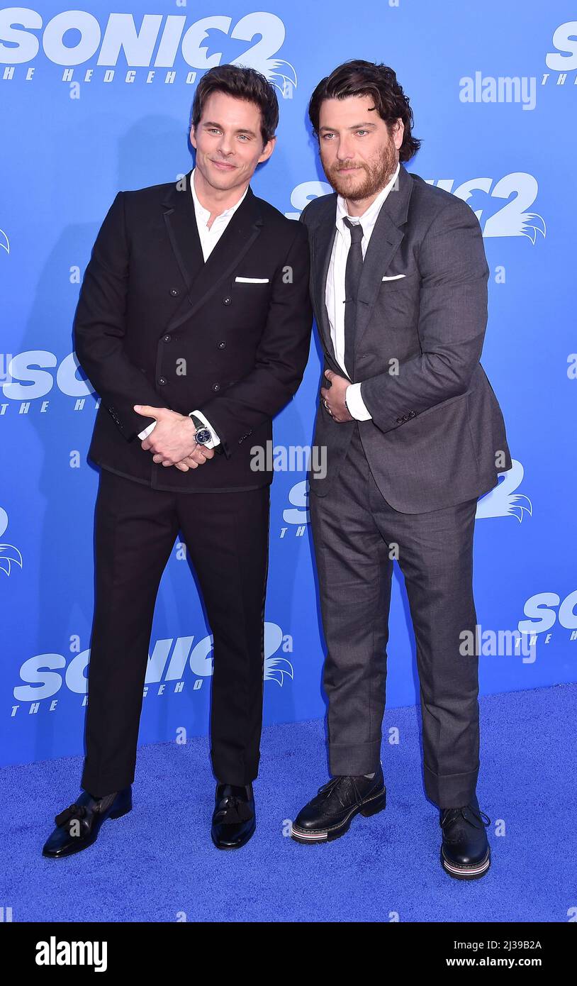 LOS ANGELES, CA - APRIL 05: (L-R) James Marsden and Adam Pally attend ...