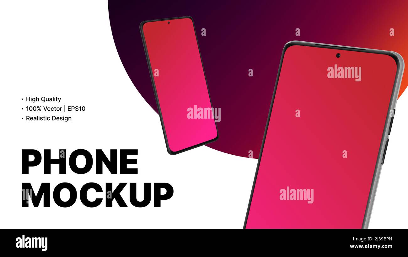 Smartphone Advertisement Mockup. Simple Red App, Ui, Device Promo ...