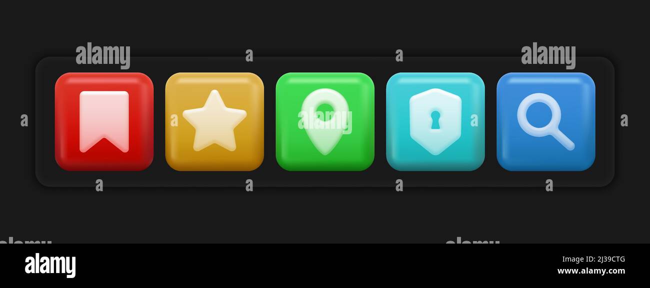 Colorful Mini Set of Basic 3d App Icons . Vector illustration Stock ...