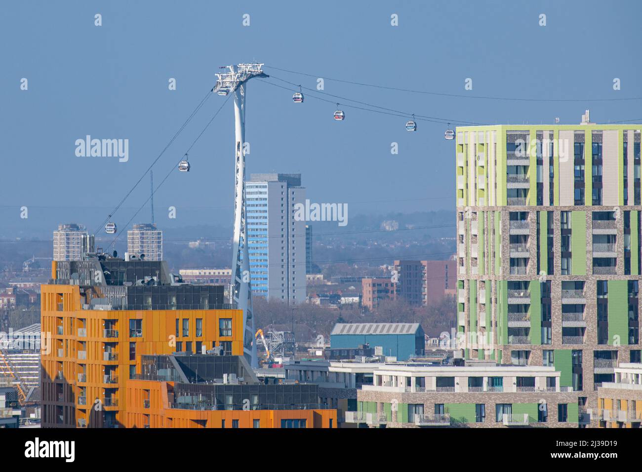 A view of the cable car system (also known as The Emirates Air Line ...