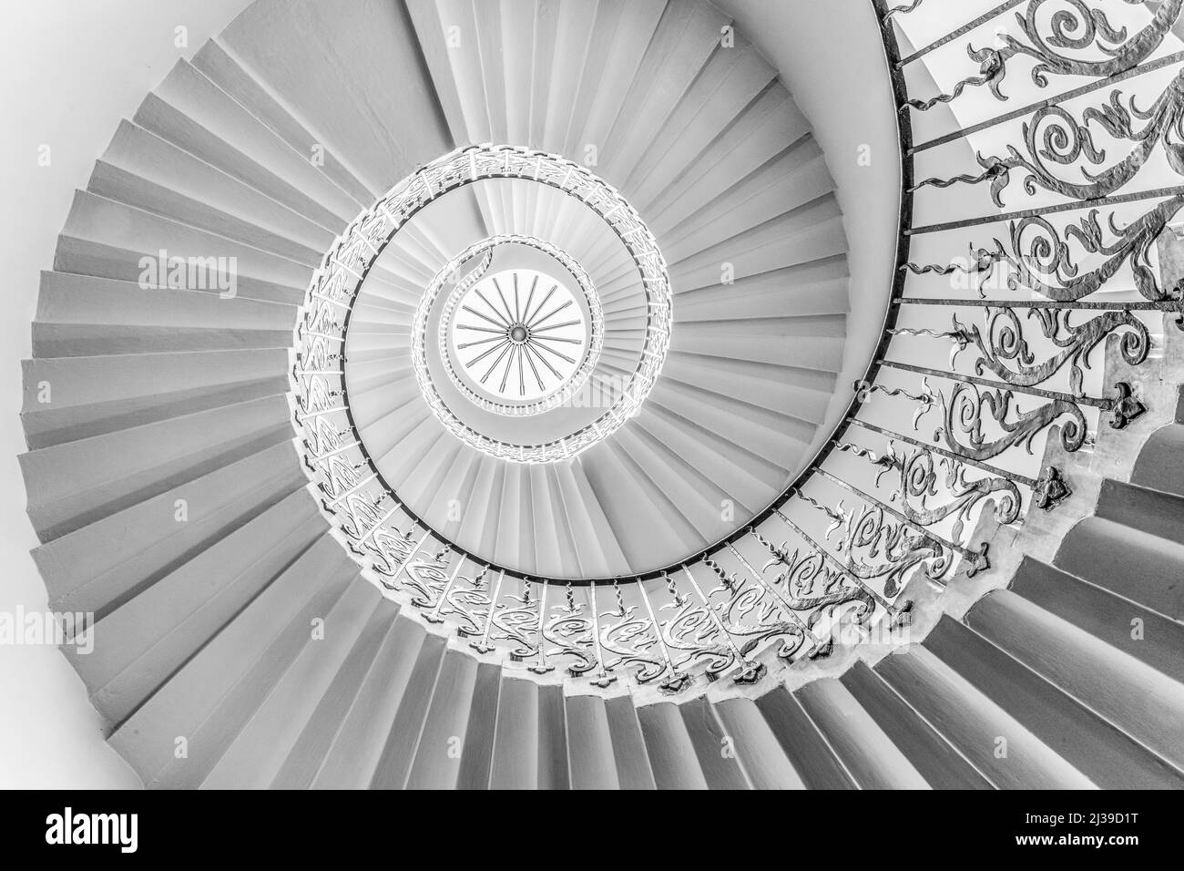 The famous spiral staircase in the Queen's House, Greenwich, London ...