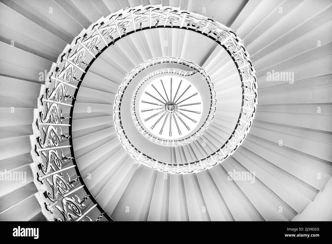 The famous spiral staircase in the Queen's House, Greenwich, London ...