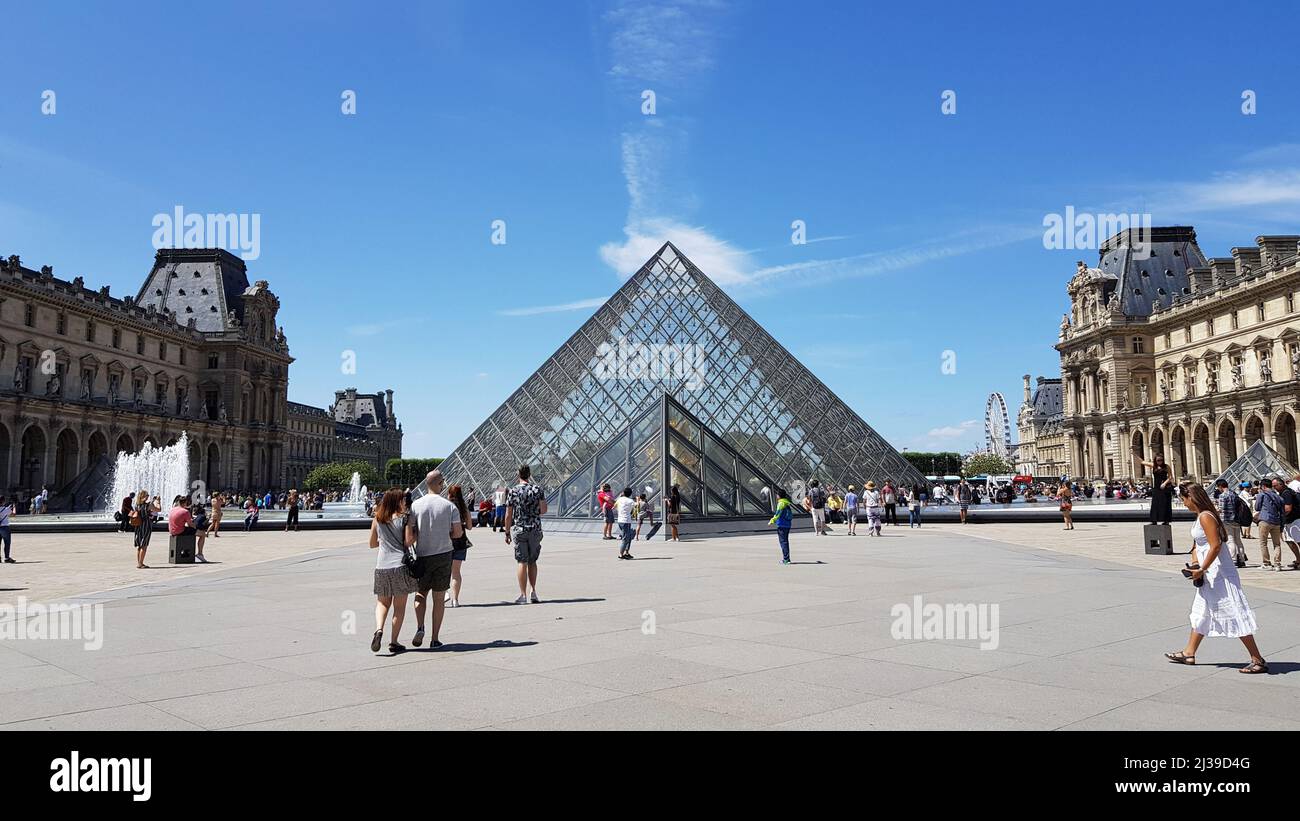 Louvre museum square - Paris France Stock Photo - Alamy