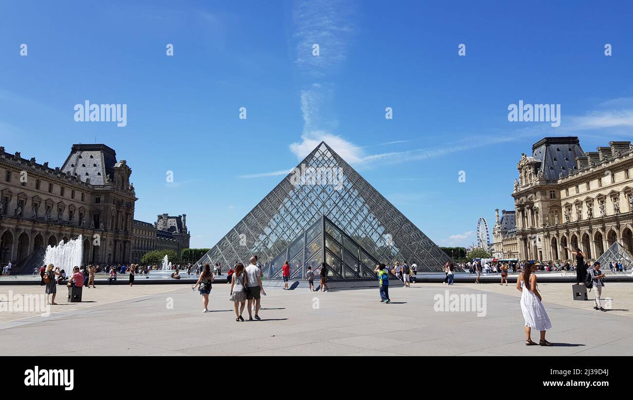 Louvre museum square - Paris France Stock Photo - Alamy