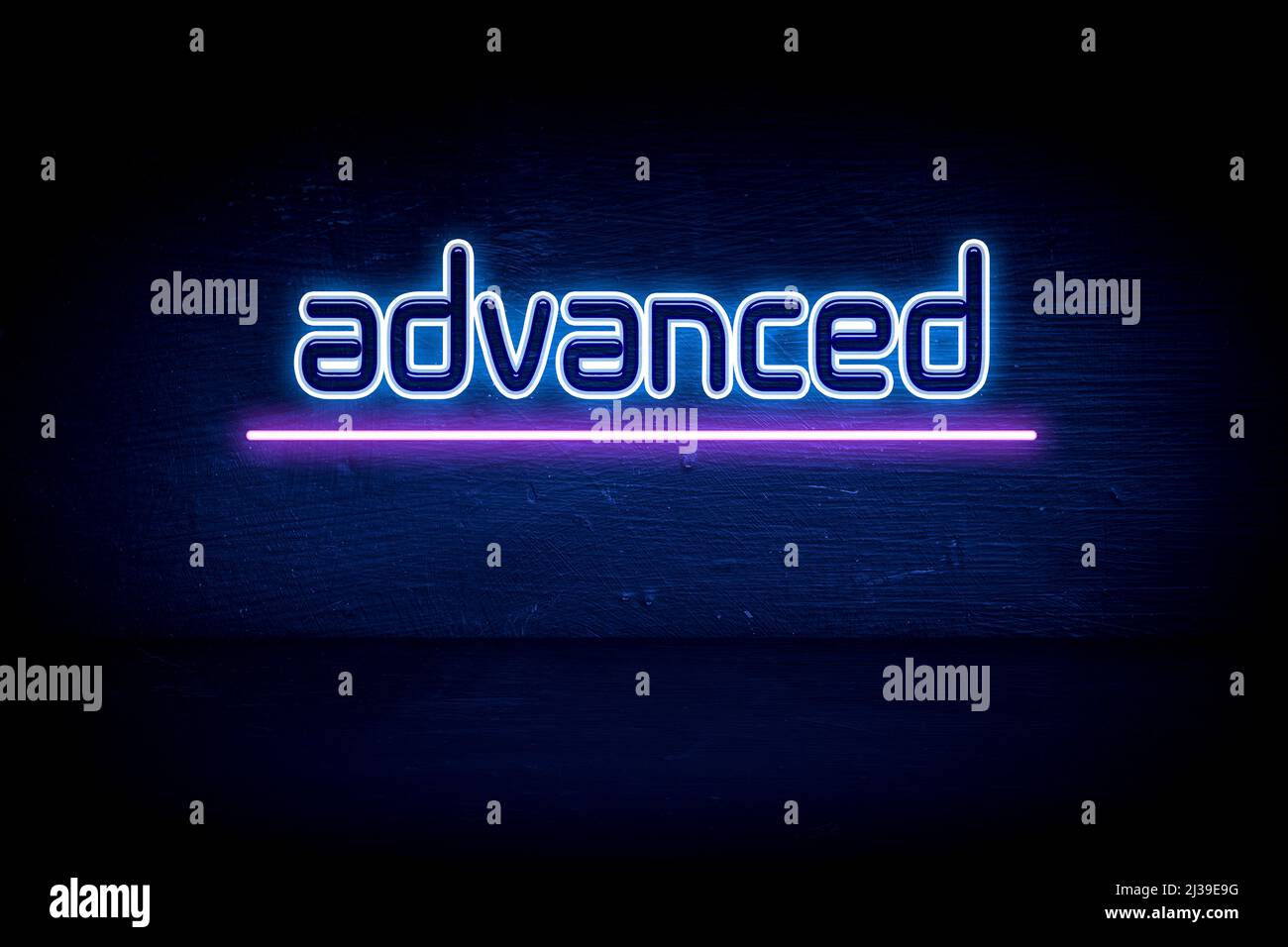 Advanced - blue neon announcement signboard Stock Photo - Alamy
