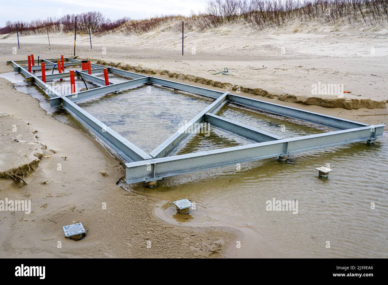 construction of metal beam foundations with water, sewerage and ...