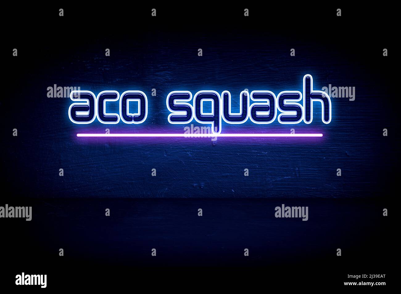 Aco squash - blue neon announcement signboard Stock Photo - Alamy