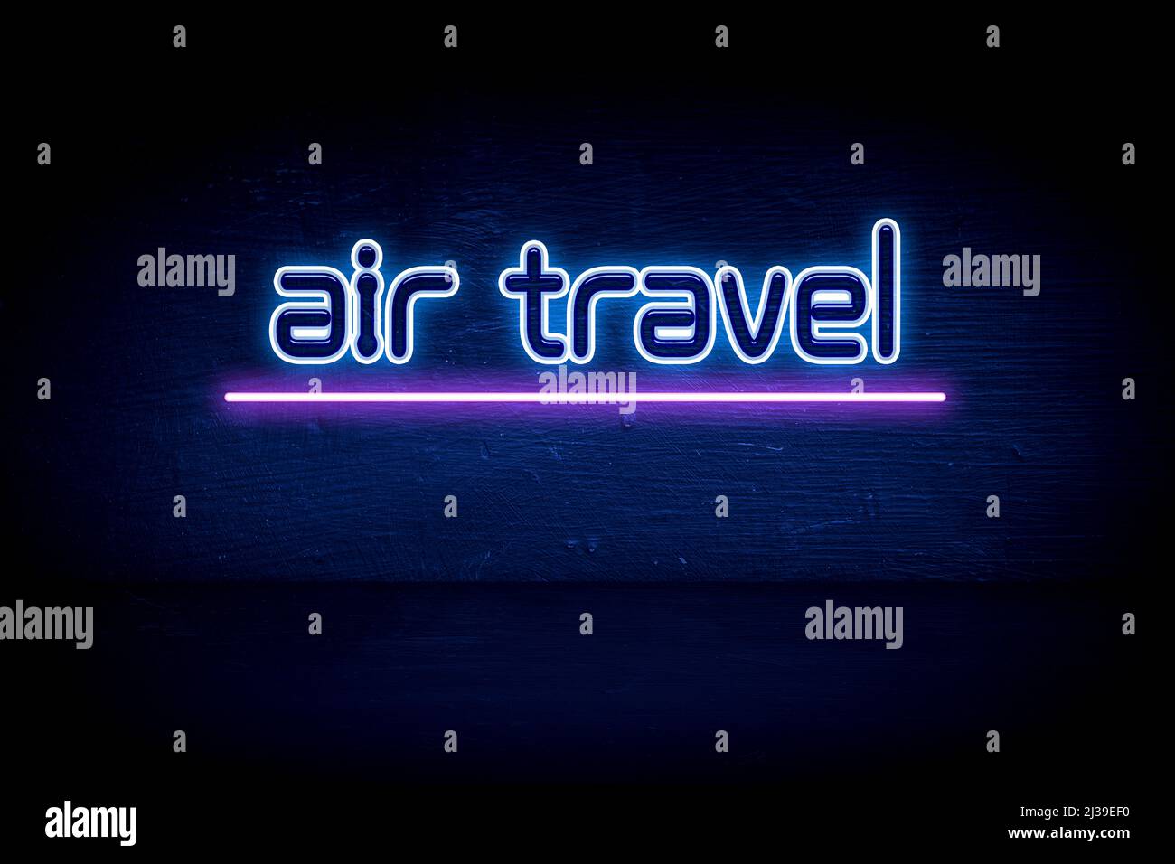Air Travel - blue neon announcement signboard Stock Photo - Alamy