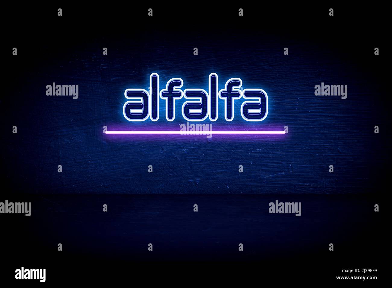 alfalfa - blue neon announcement signboard Stock Photo - Alamy