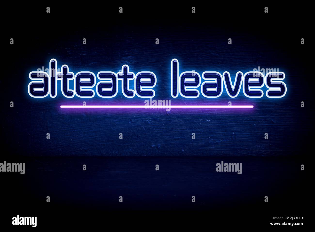 alteate leaves - blue neon announcement signboard Stock Photo - Alamy