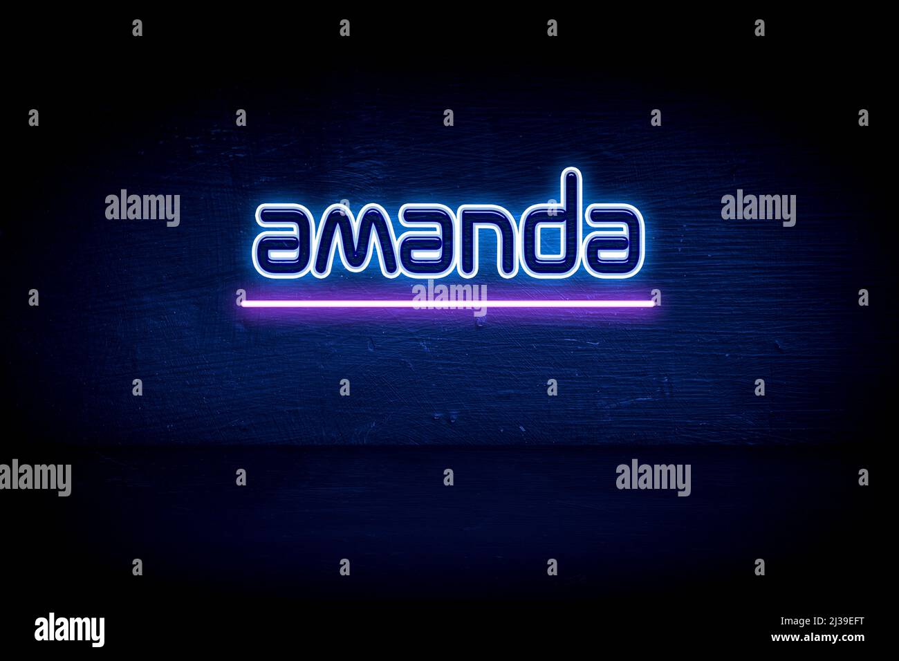 Amanda - blue neon announcement signboard Stock Photo - Alamy