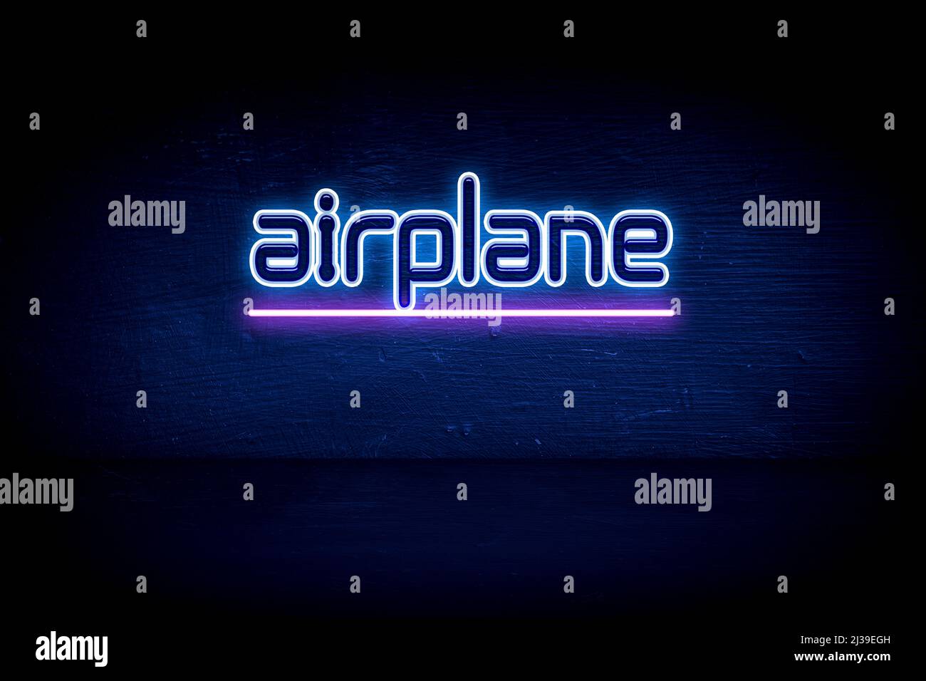 airplane - blue neon announcement signboard Stock Photo - Alamy