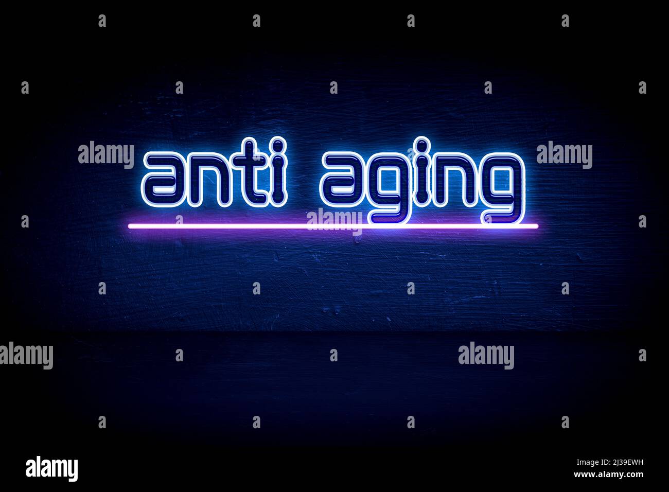 Anti Aging - blue neon announcement signboard Stock Photo - Alamy