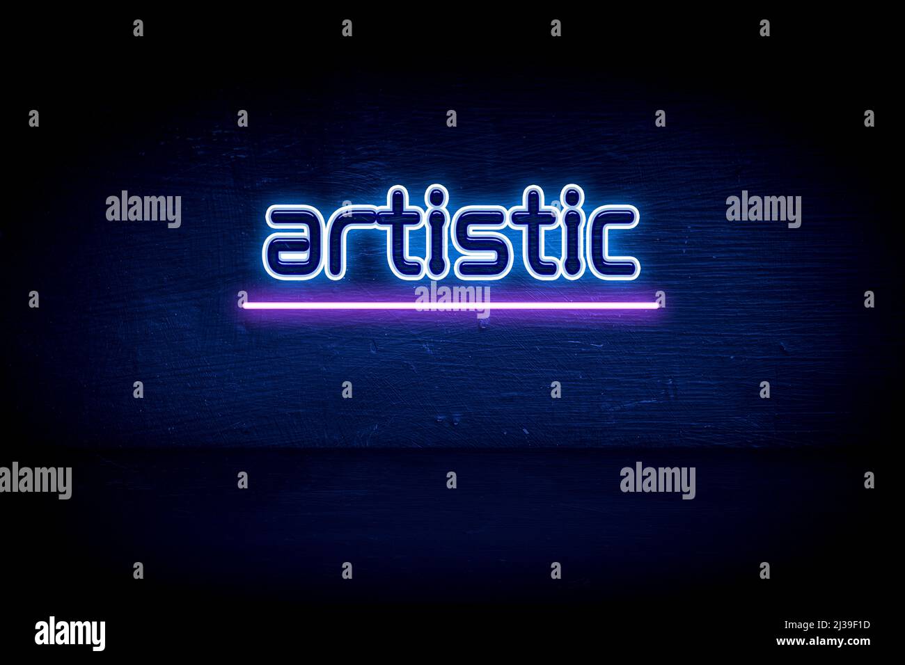 Artistic Gymnastics - blue neon announcement signboard Stock Photo - Alamy