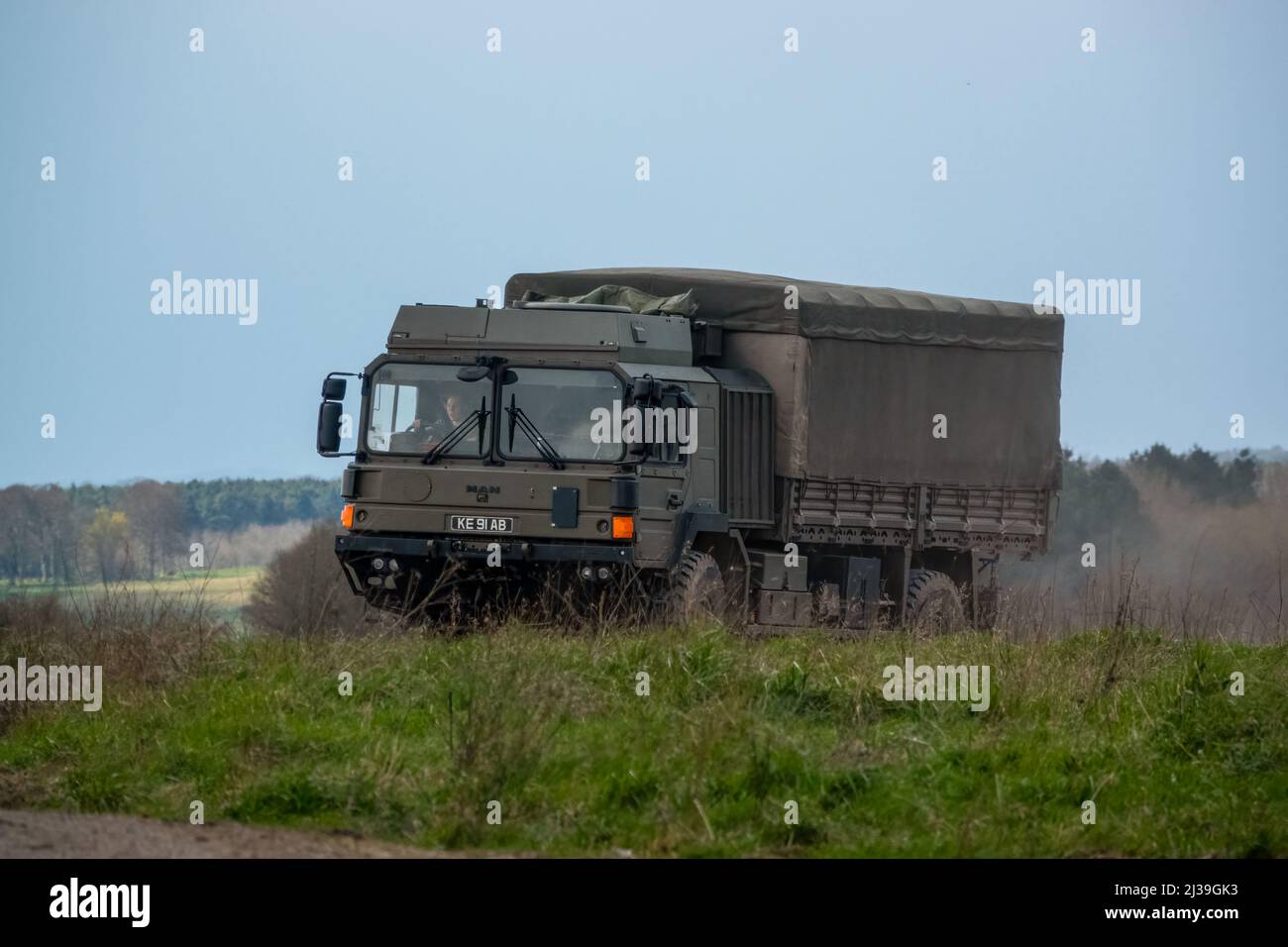 British army MAN SV 4x4 haulage support lorry vehicle in action on a ...