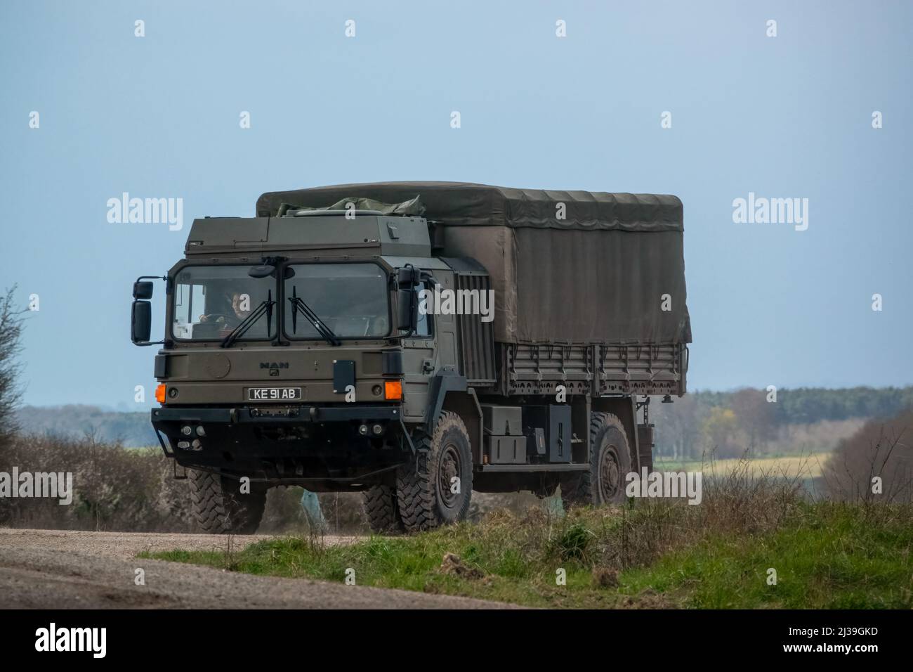 British army MAN SV 4x4 haulage support lorry vehicle in action on a ...