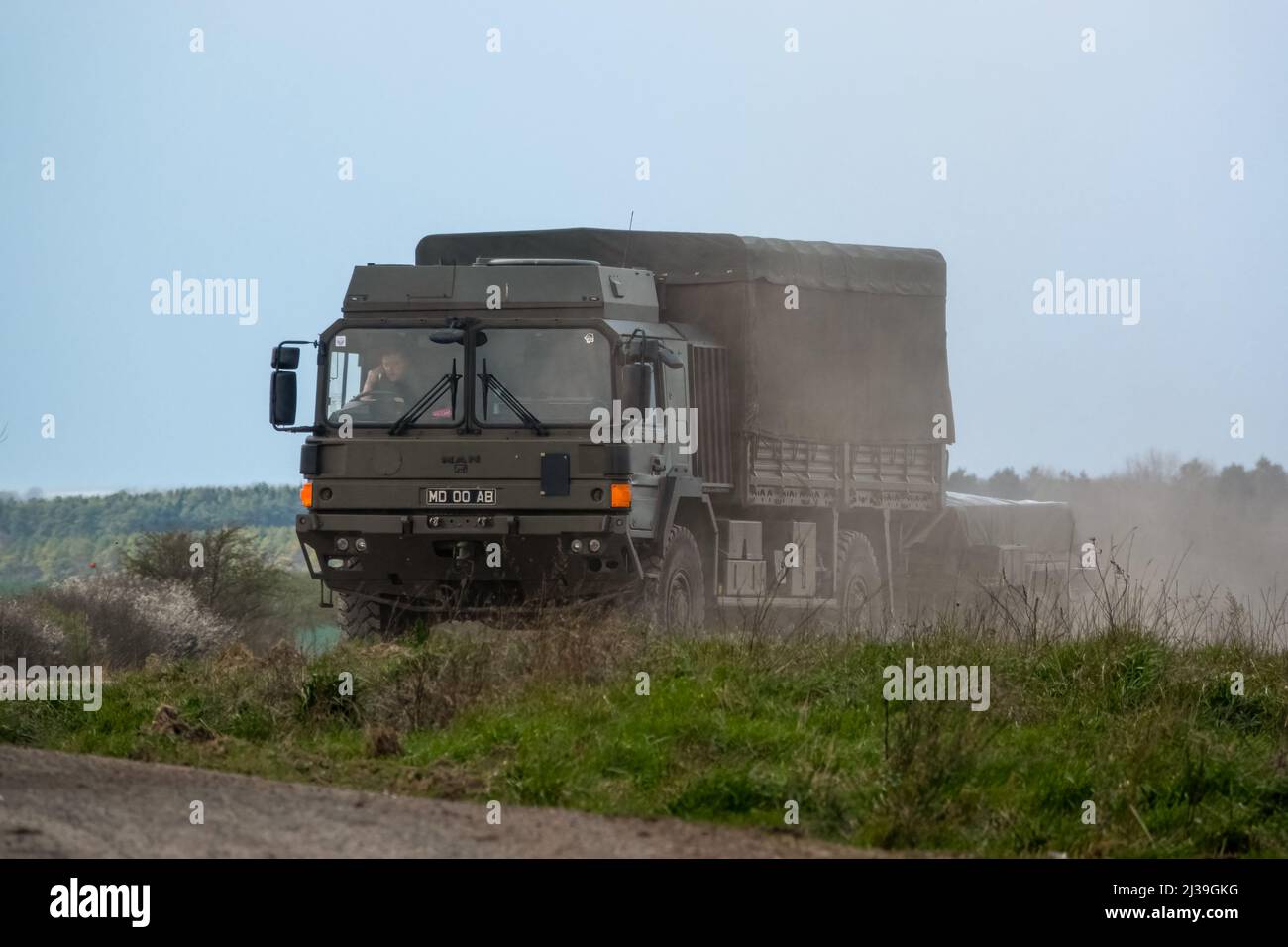 British army MAN SV 4x4 haulage support lorry vehicle in action on a ...