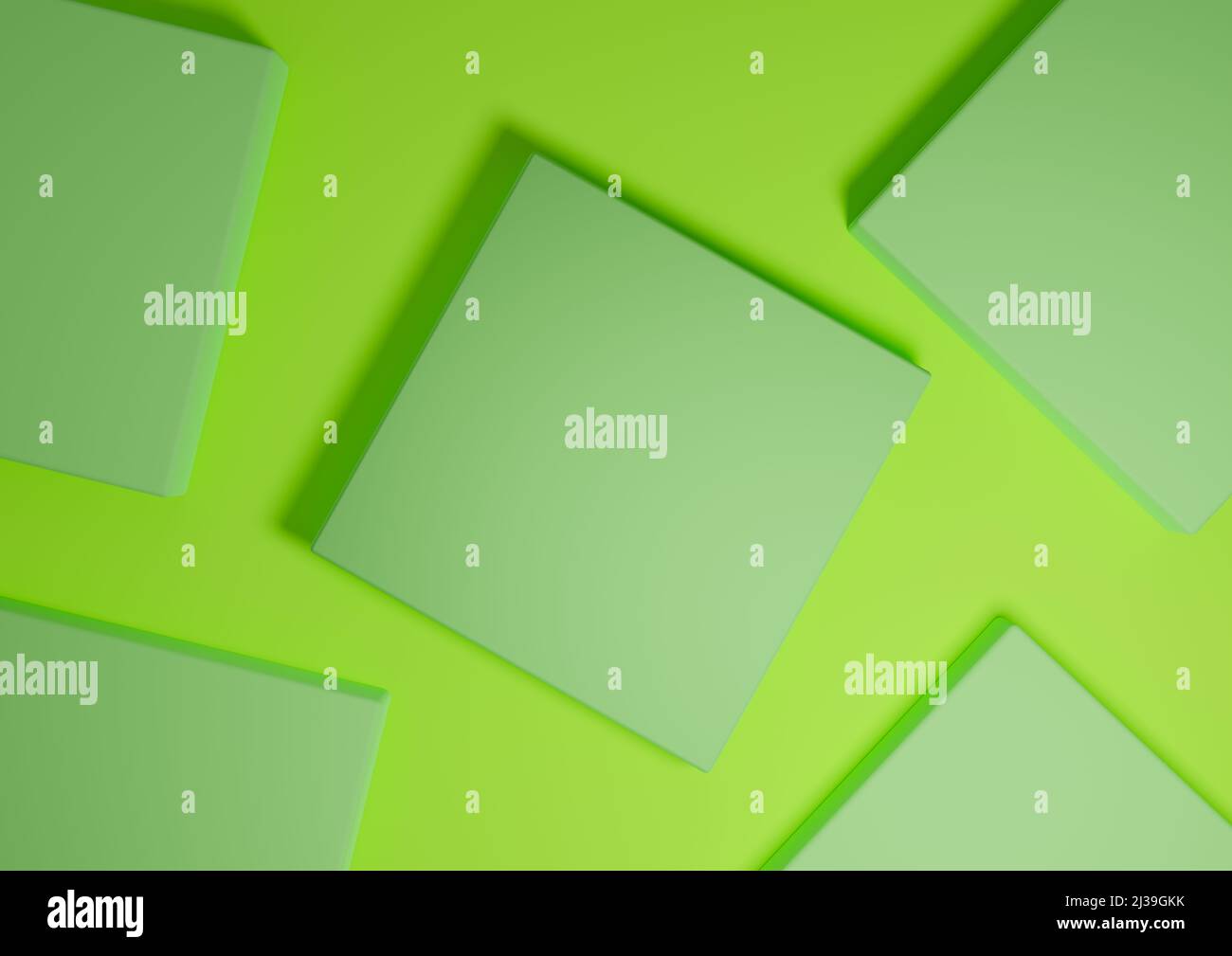 Bright, neon green, 3D render minimal, simple top view flat lay product display background with ...